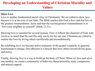 Developing an Understanding of Christian Morality and Values | PPTX