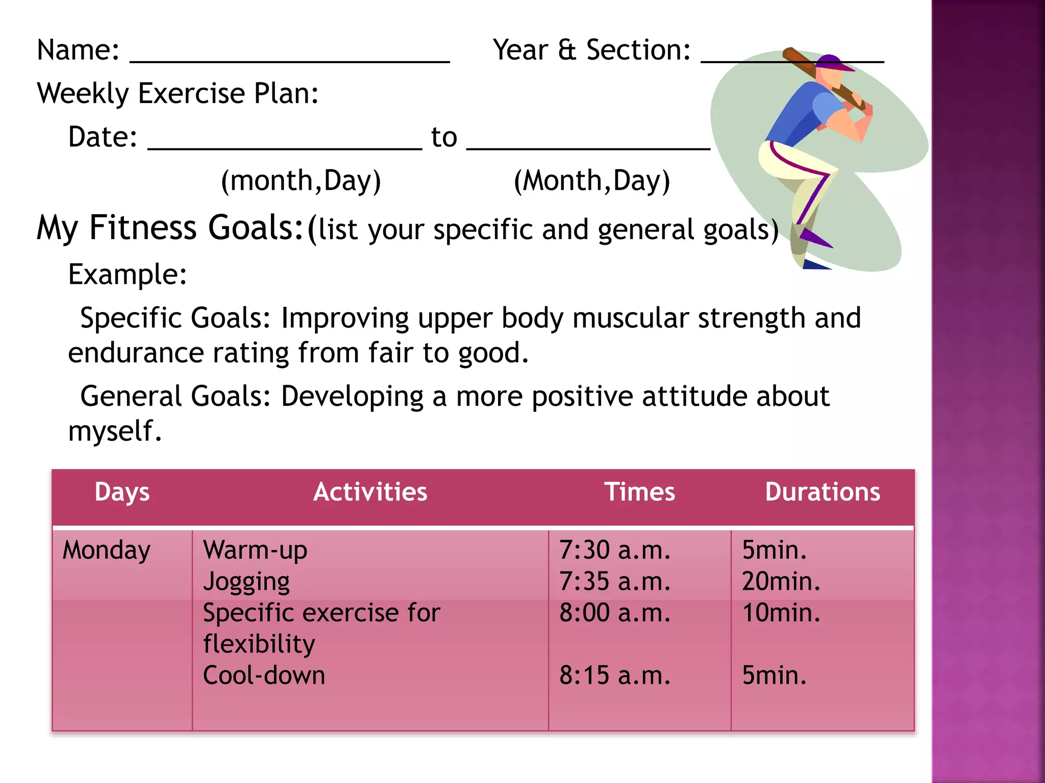 Developing a personal fitness program plan | PPTX
