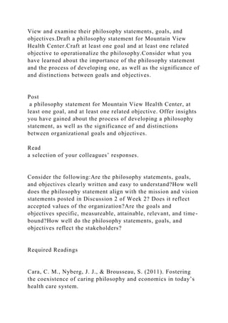 Developing a Philosophy, Goals, and ObjectivesAs addressed in | DOCX