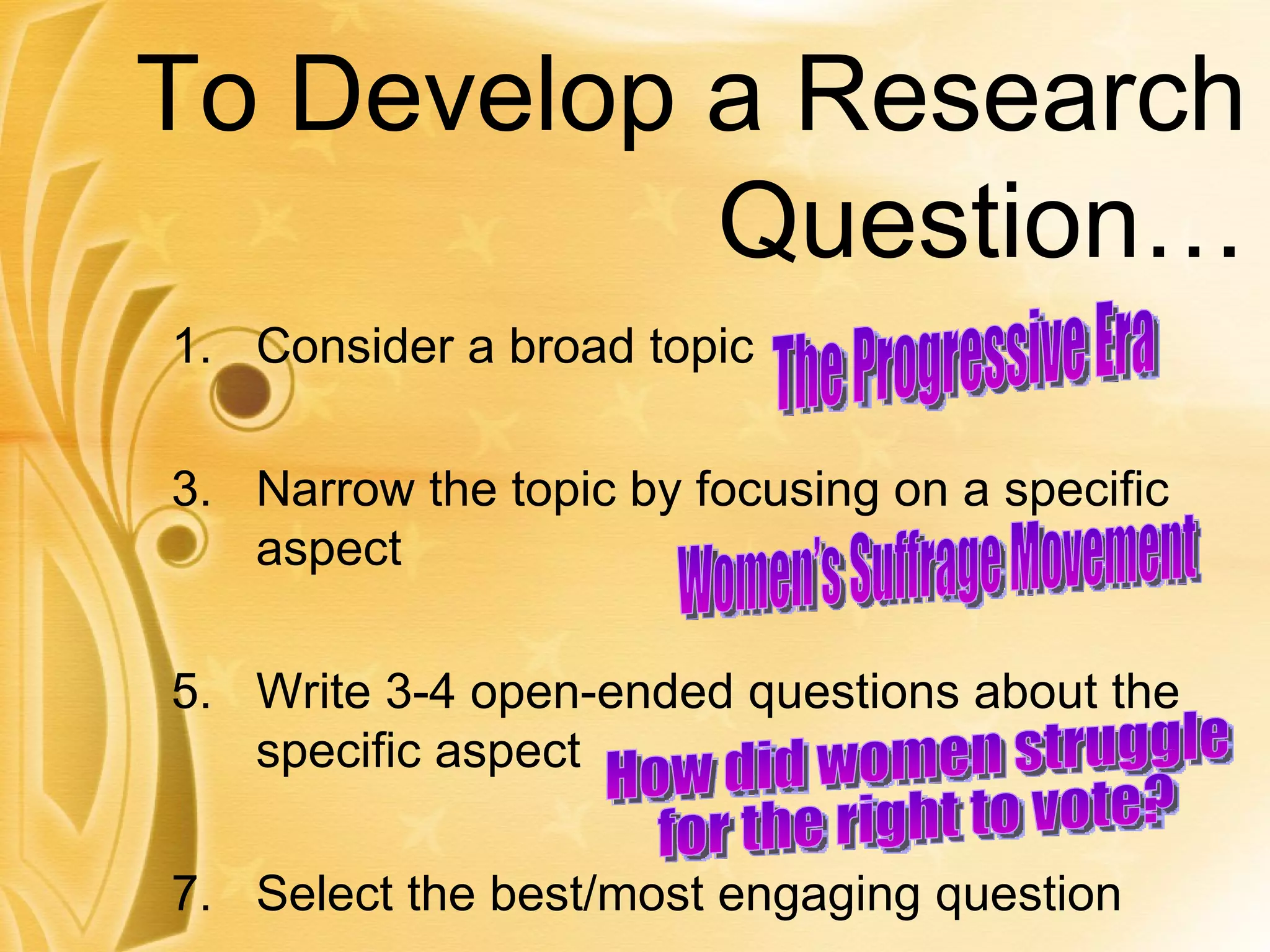 Developing A Research Question | PPT