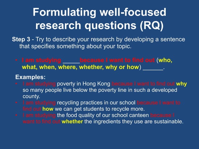 Developing a Research Question Developing a Research Question