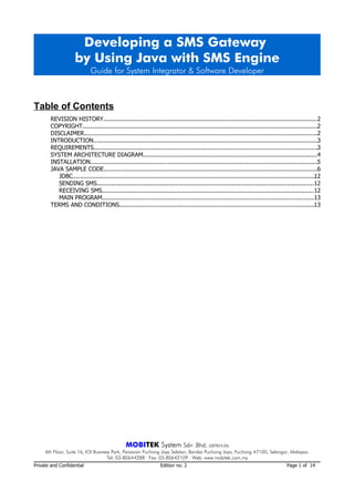 Developing a sms gateway by using java with sms engine | PDF