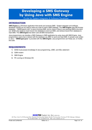 Developing a sms gateway by using java with sms engine | PDF