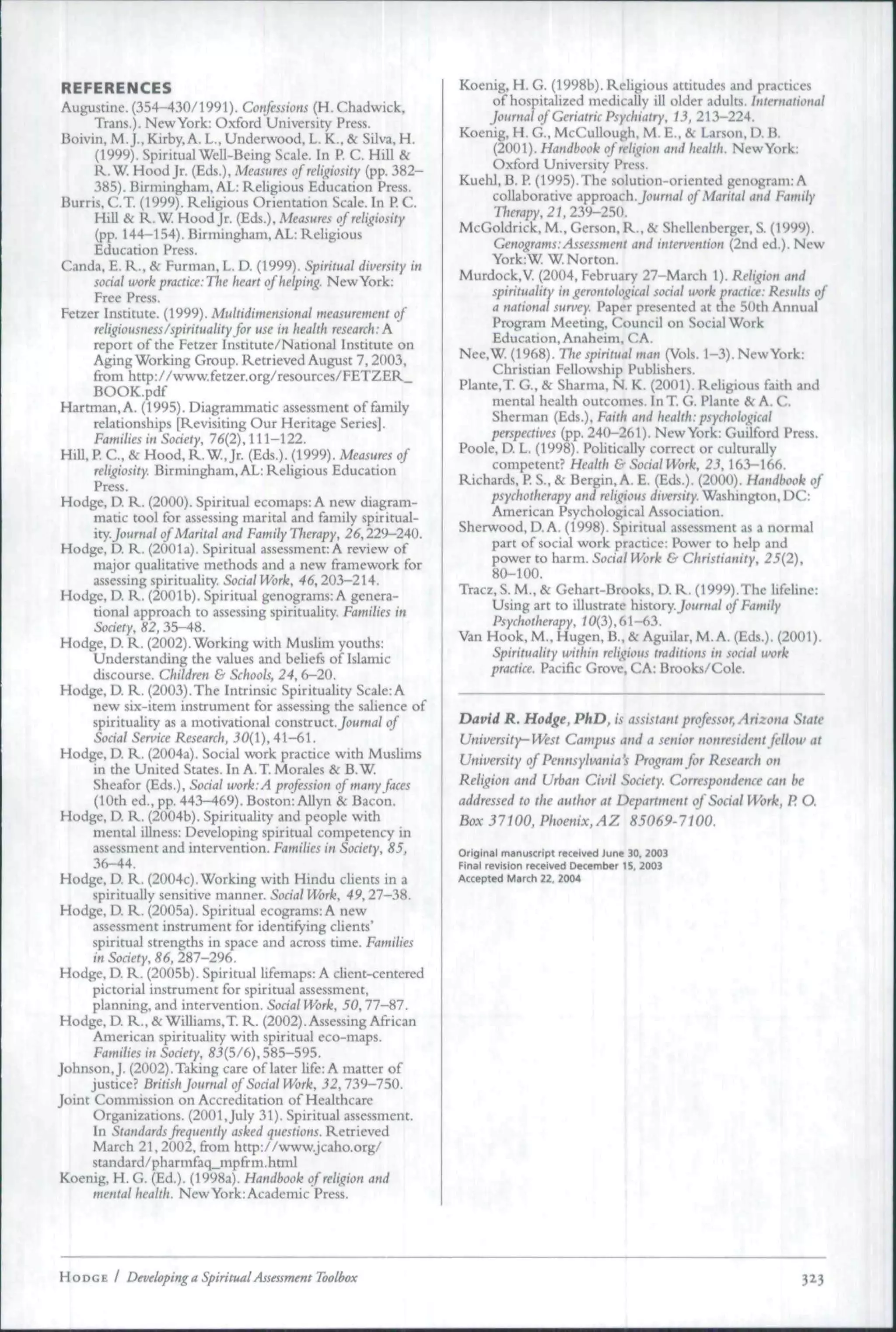 Developing a Spiritual Assessment Toolbox | PDF