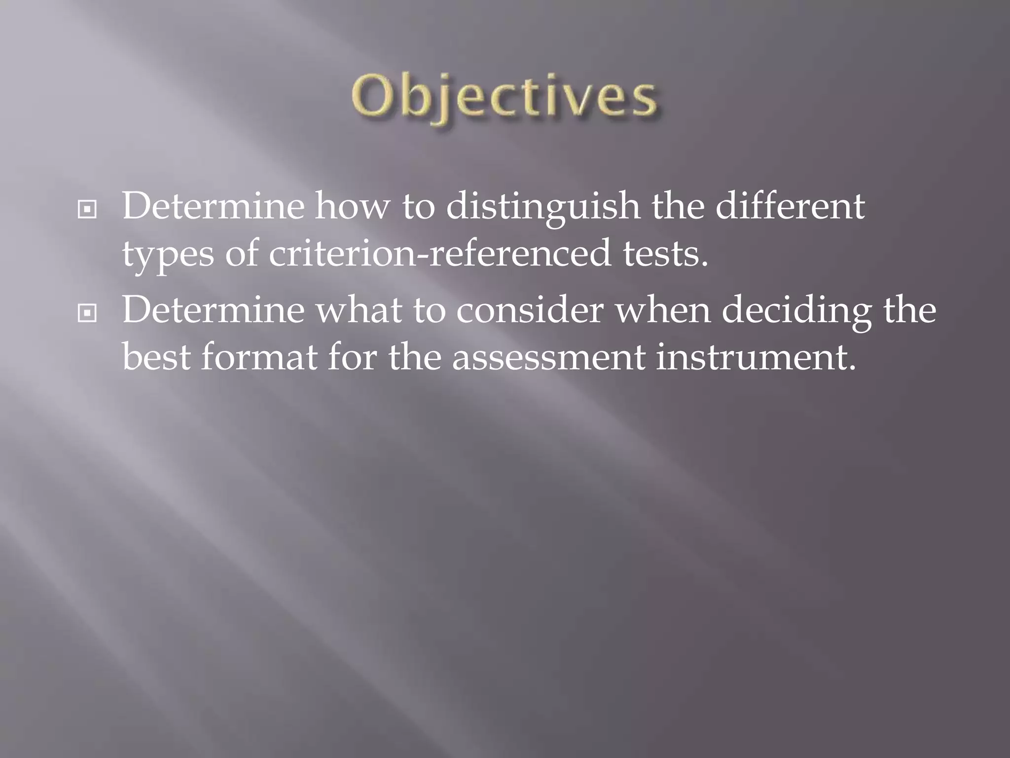 Developing assessment instruments | PPTX