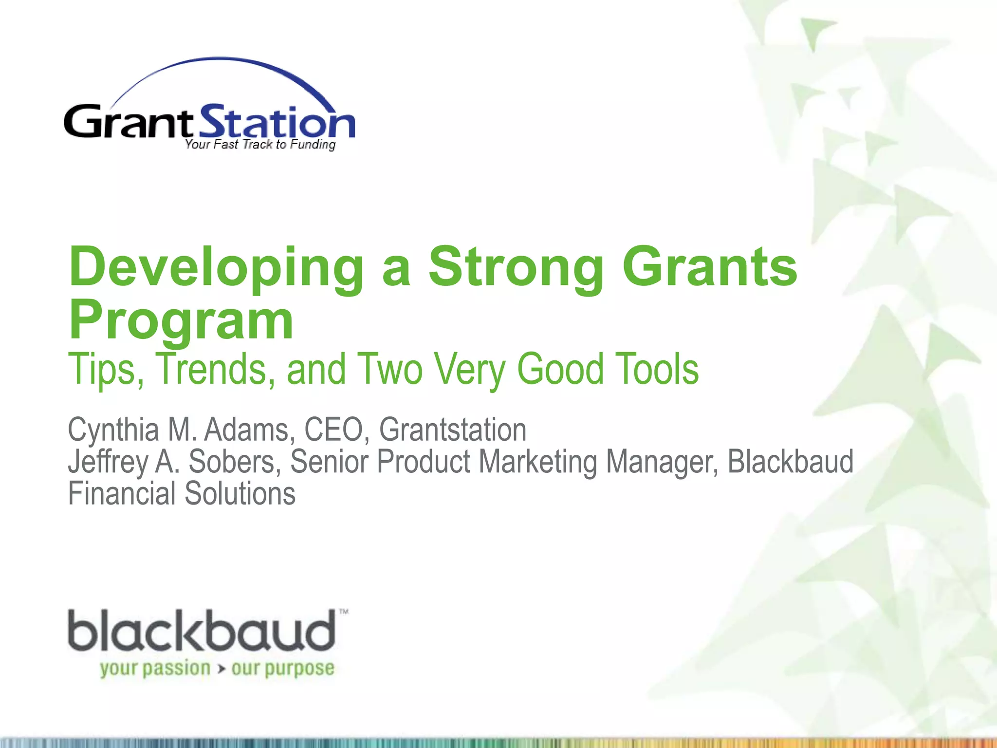 Developing a strong grants program | PPT