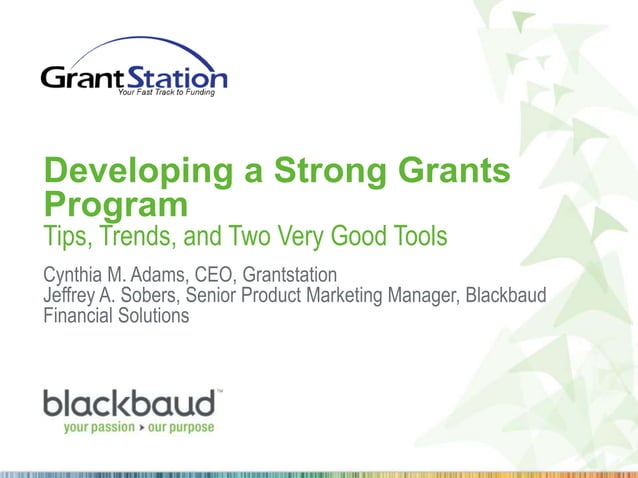 Developing a strong grants program | PPT