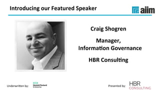 [Webinar Slides] Developing a Successful Data Retention Policy | PPT