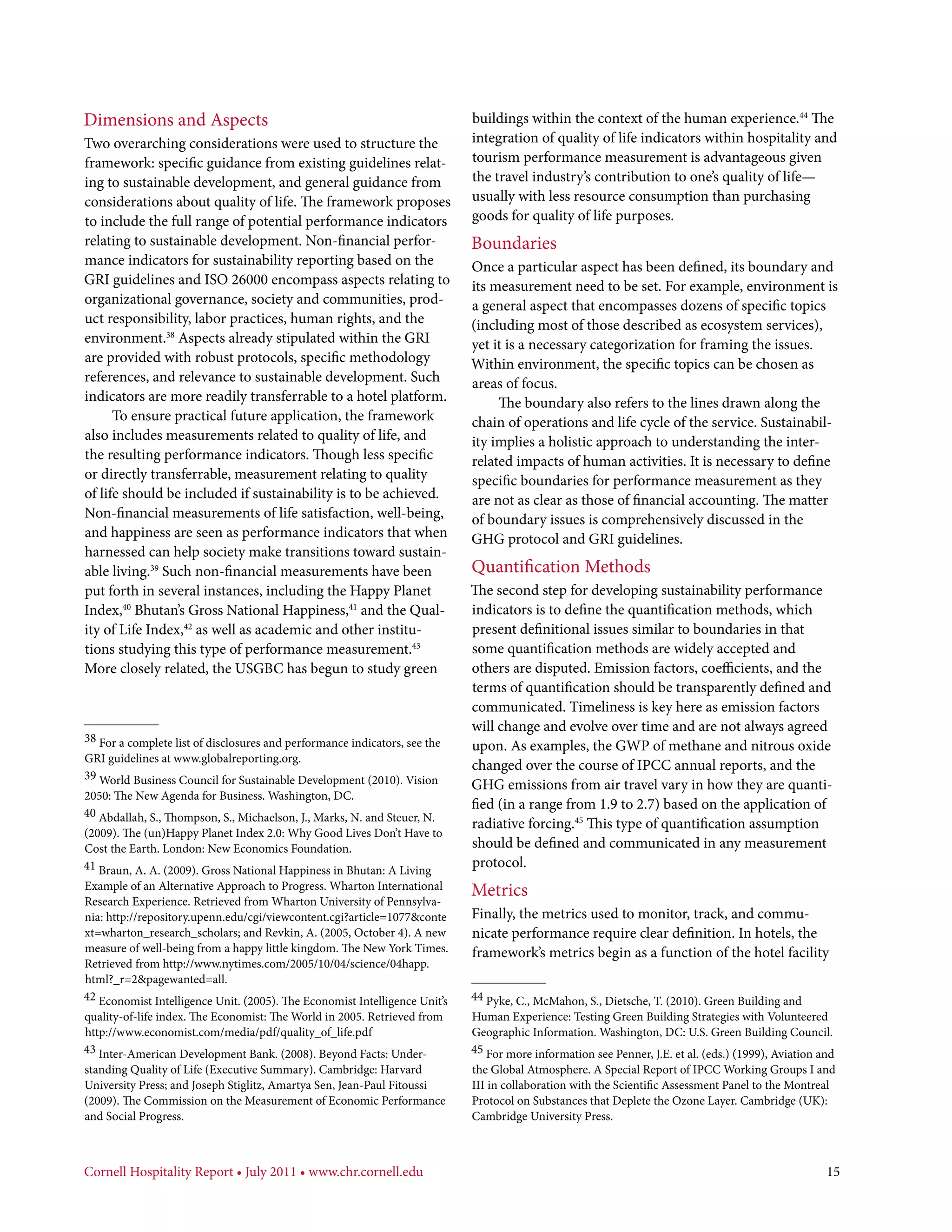 Developing a sustainability measurement framework for hotels | PDF