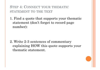 Developing A Thematic Statement | PDF