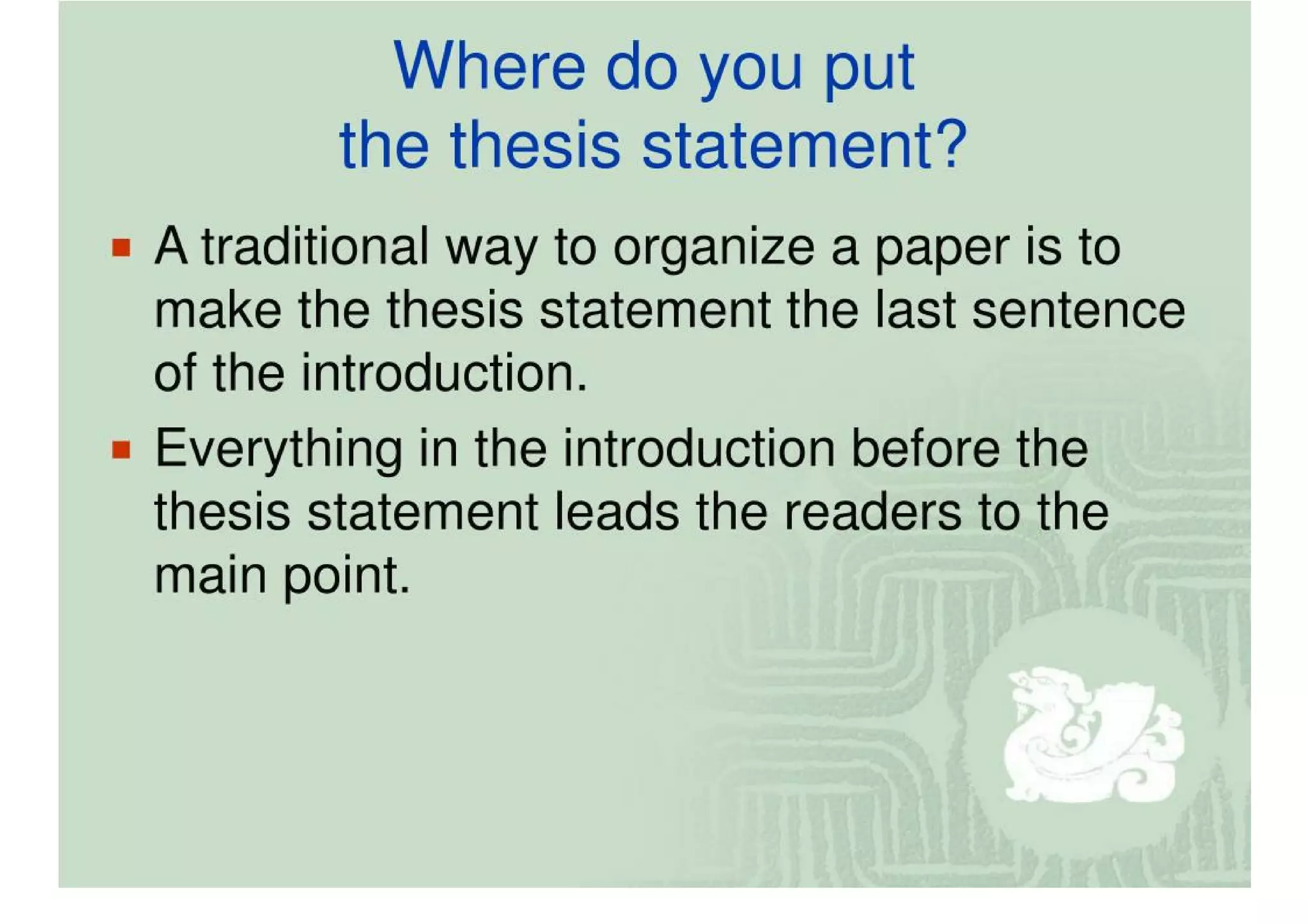 Developing A Thesis Statement For A Paper | PDF