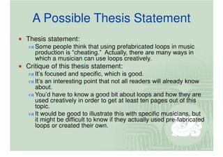 Developing A Thesis Statement For A Paper | PPT