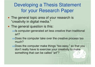 Developing A Thesis Statement For A Paper | PPT