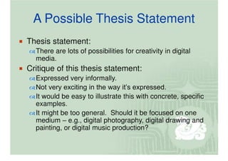 Developing A Thesis Statement For A Paper | PPT