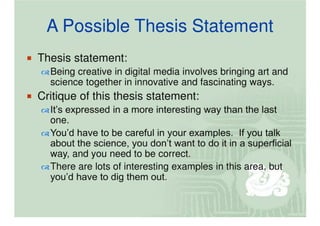 Developing A Thesis Statement For A Paper | PPT