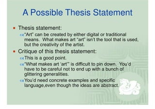Developing A Thesis Statement For A Paper | PPT