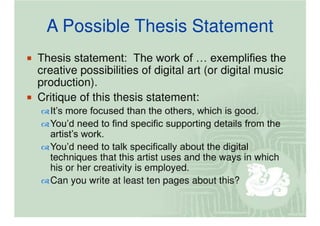 Developing A Thesis Statement For A Paper | PPT