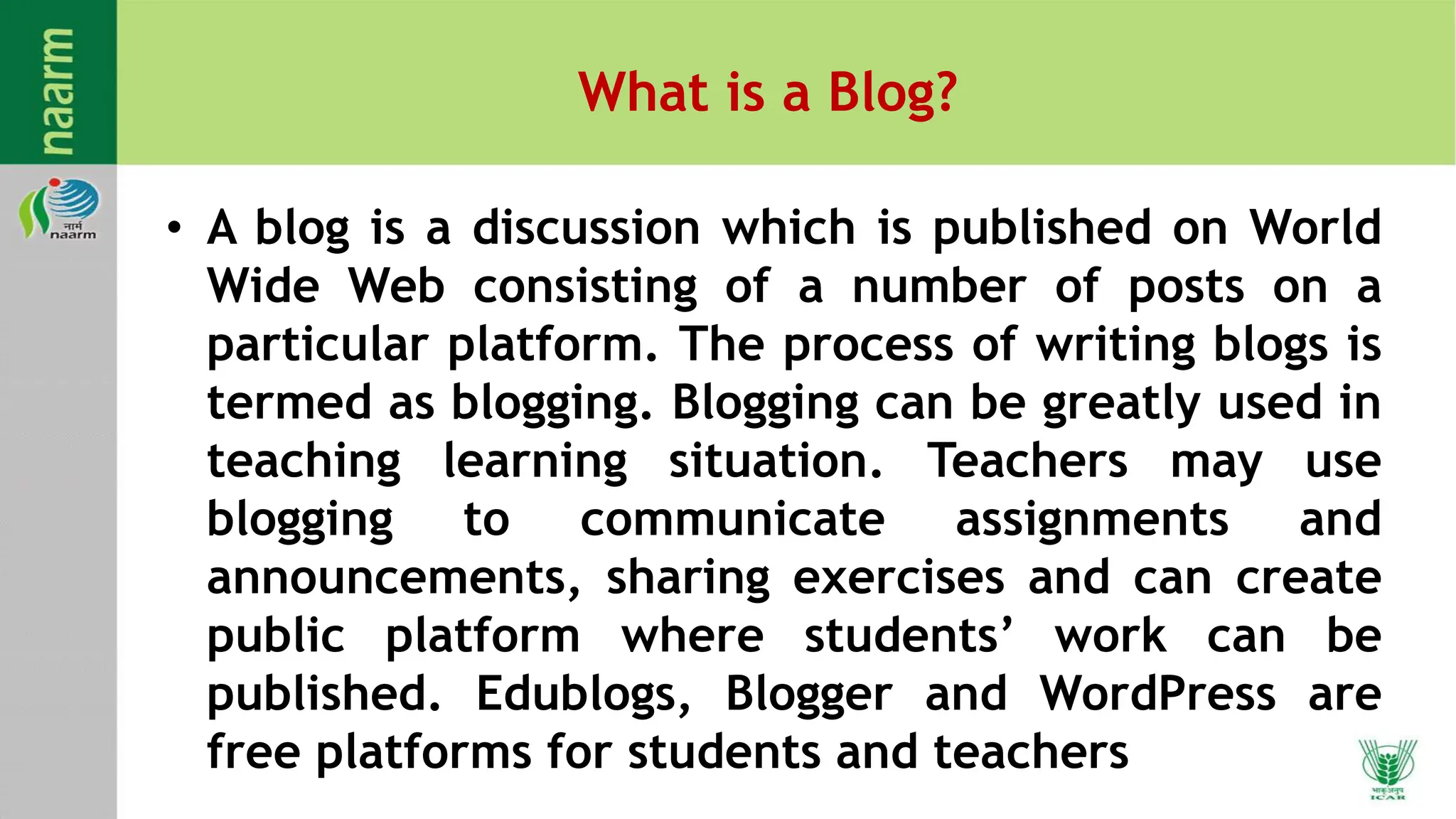 Developing Blogs for information sharing.ppt