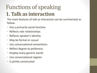 Developing classroom speaking activities | PPT