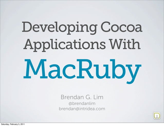 Developing Cocoa Applications with macRuby | PDF