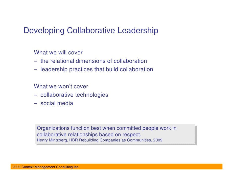 Developing collaborative leadership context consulting