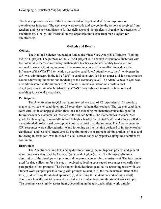 Developing construct maps for attentiveness | PDF