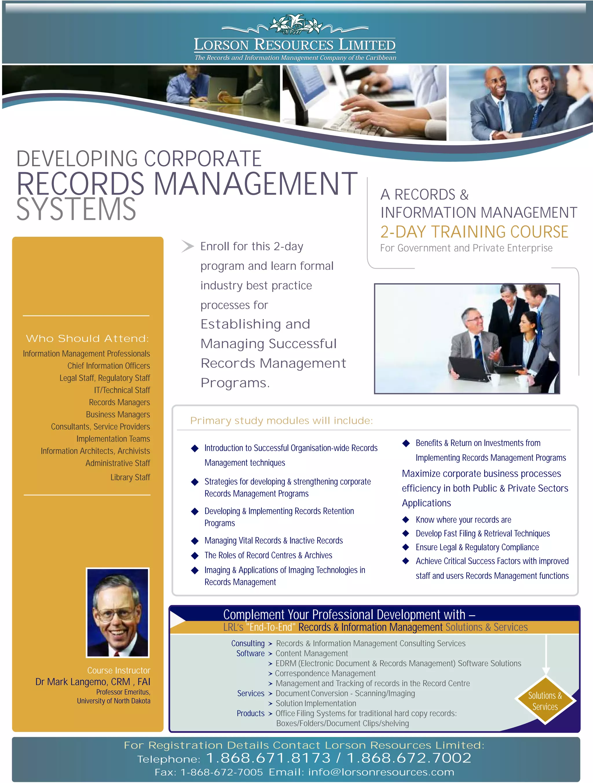 Course Outline - Developing Corporate Records Management Systems ...