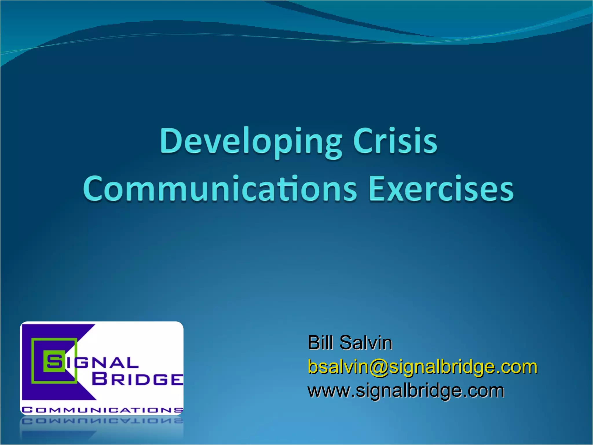 Developing Crisis Communications Exercises | PPT