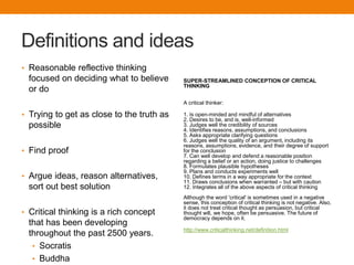 Developing critical thinking | PPT