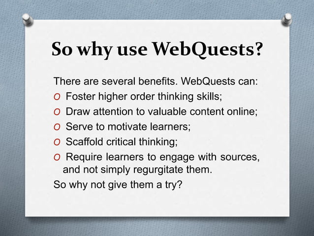 Developing critical thinking with WebQuests | PPT | Free Download