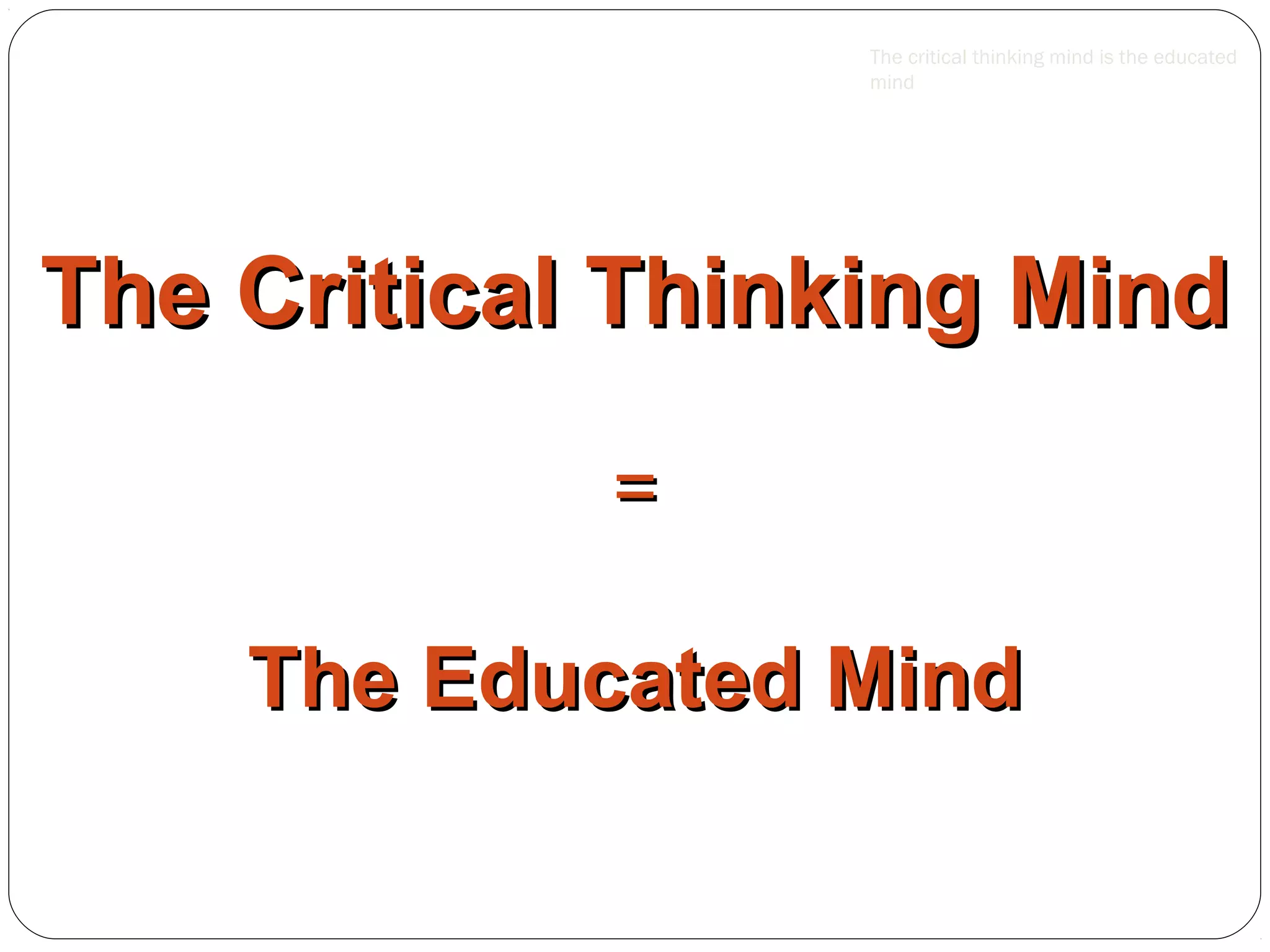 Developing Critical Thinking Skills | PPT