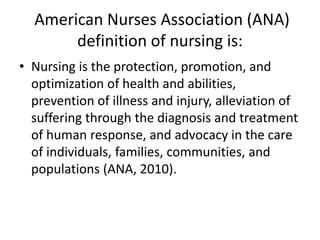 Developing definition of nursing | PPTX