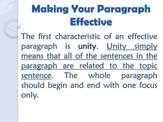 Effective Paragraphs | PDF