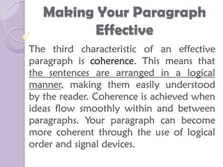 Effective Paragraphs | PPT