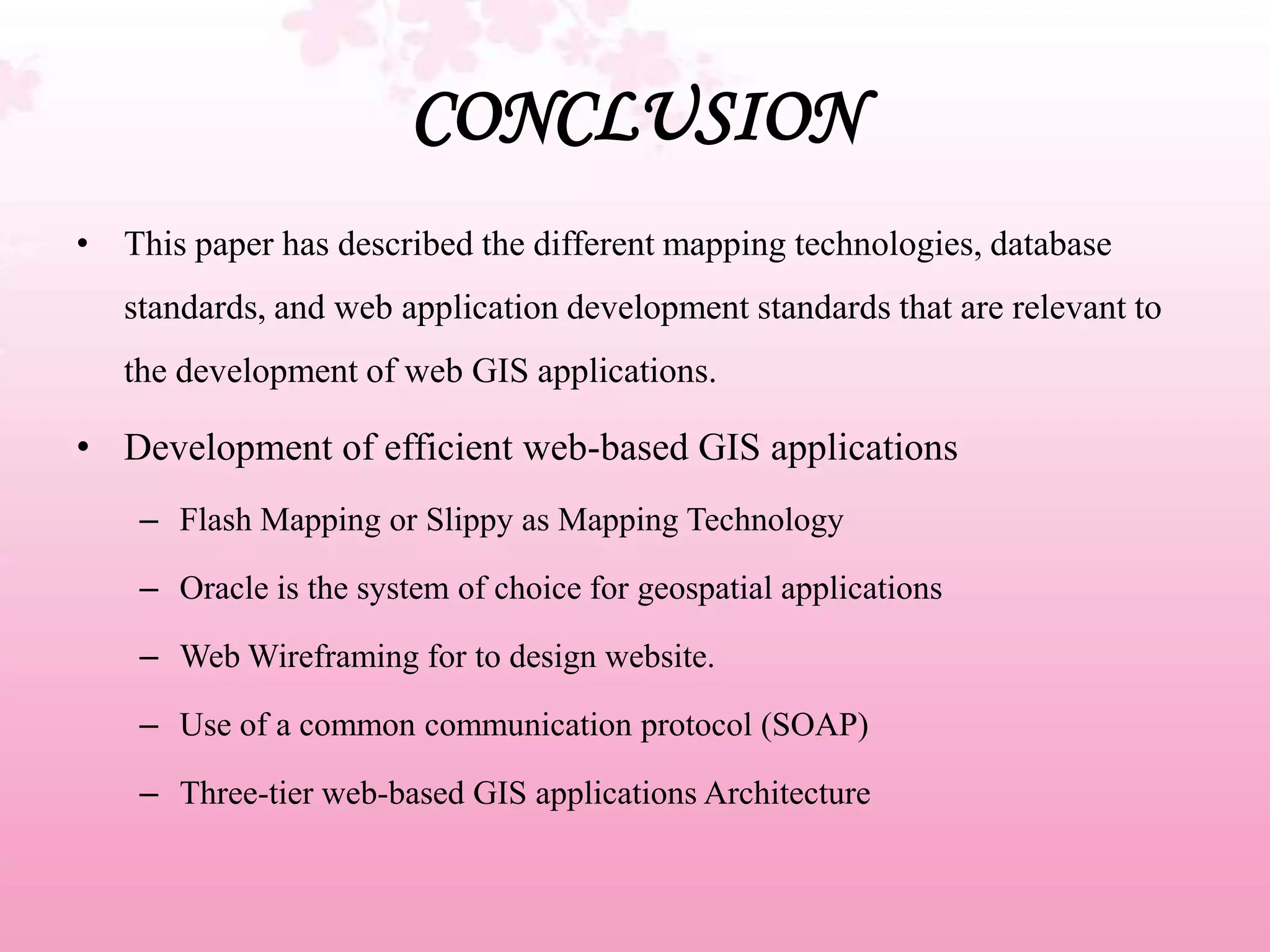 Developing Efficient Web Based Gis Applications Ppt
