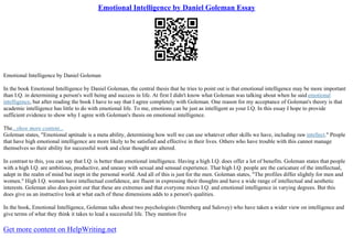 Developing Emotional Intelligence (EI) Essay | PDF