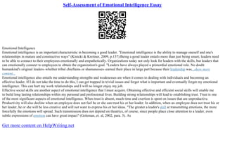 Developing Emotional Intelligence (EI) Essay | PDF