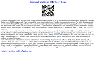 Developing Emotional Intelligence (EI) Essay | PDF