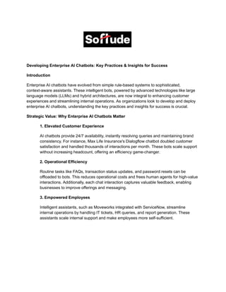 Enterprise AI Chatbots: Strategies for Success and Scalability | PDF
