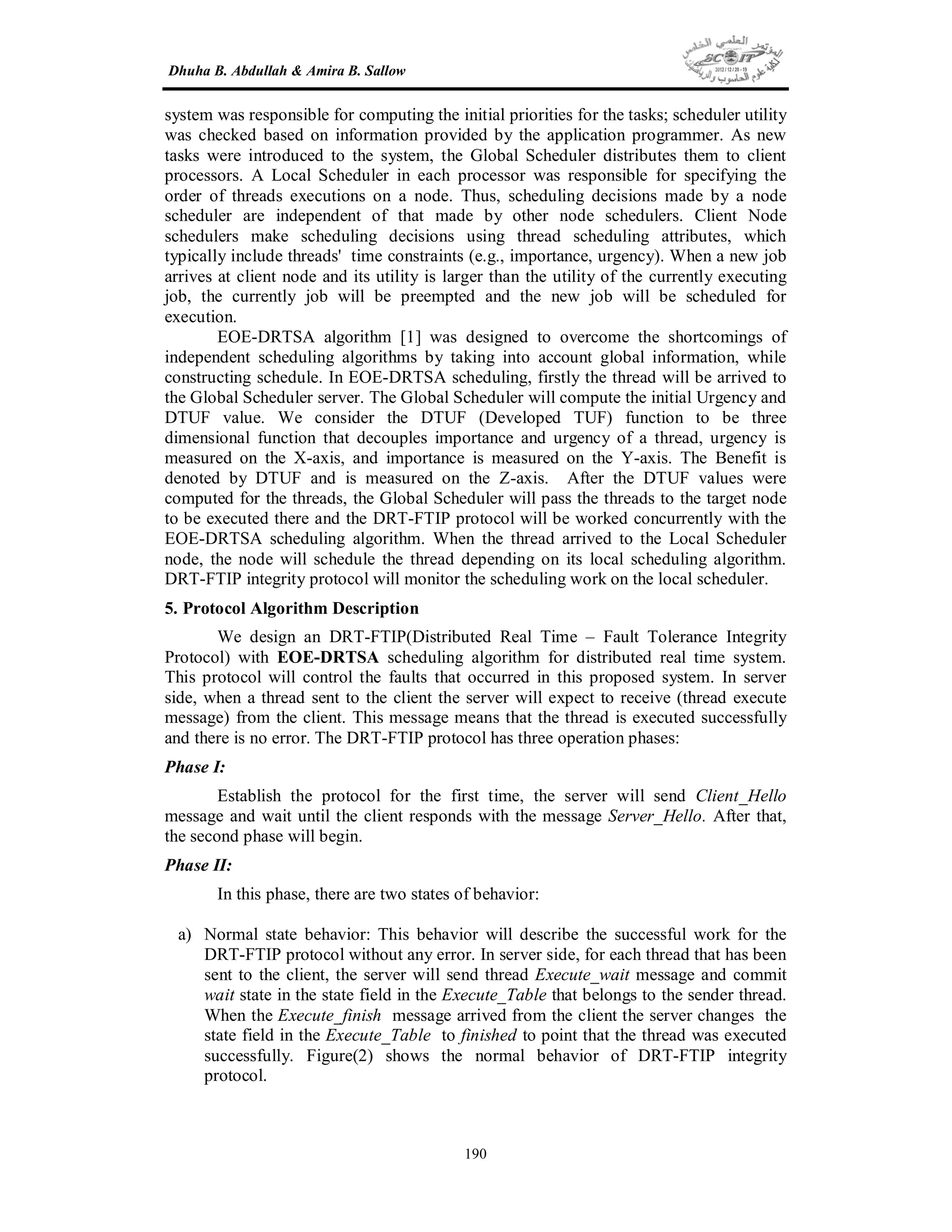 Developing fault tolerance integrity protocol for distributed real time systems | PDF