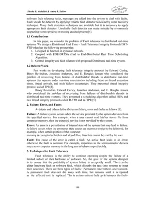 Developing fault tolerance integrity protocol for distributed real time systems | PDF