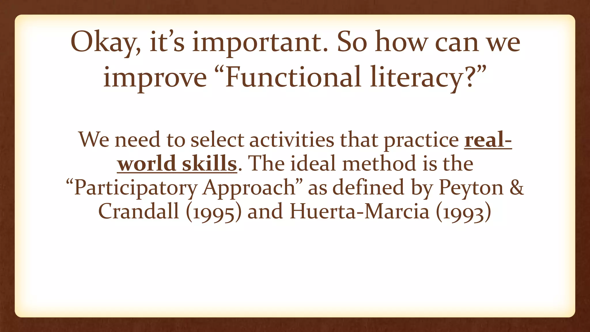 Developing functional literacy | PPTX