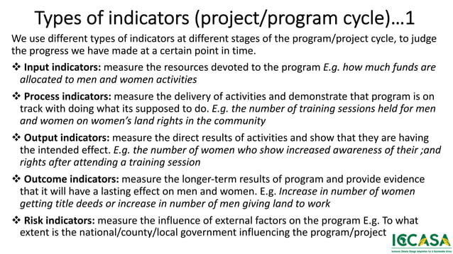 Developing gender responsive indicators | PPT