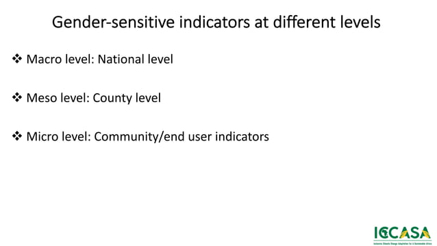Developing gender responsive indicators | PPT