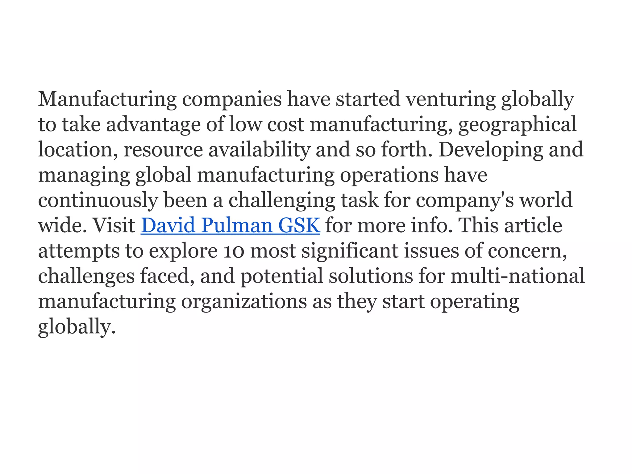Developing global manufacturing operations | PPT