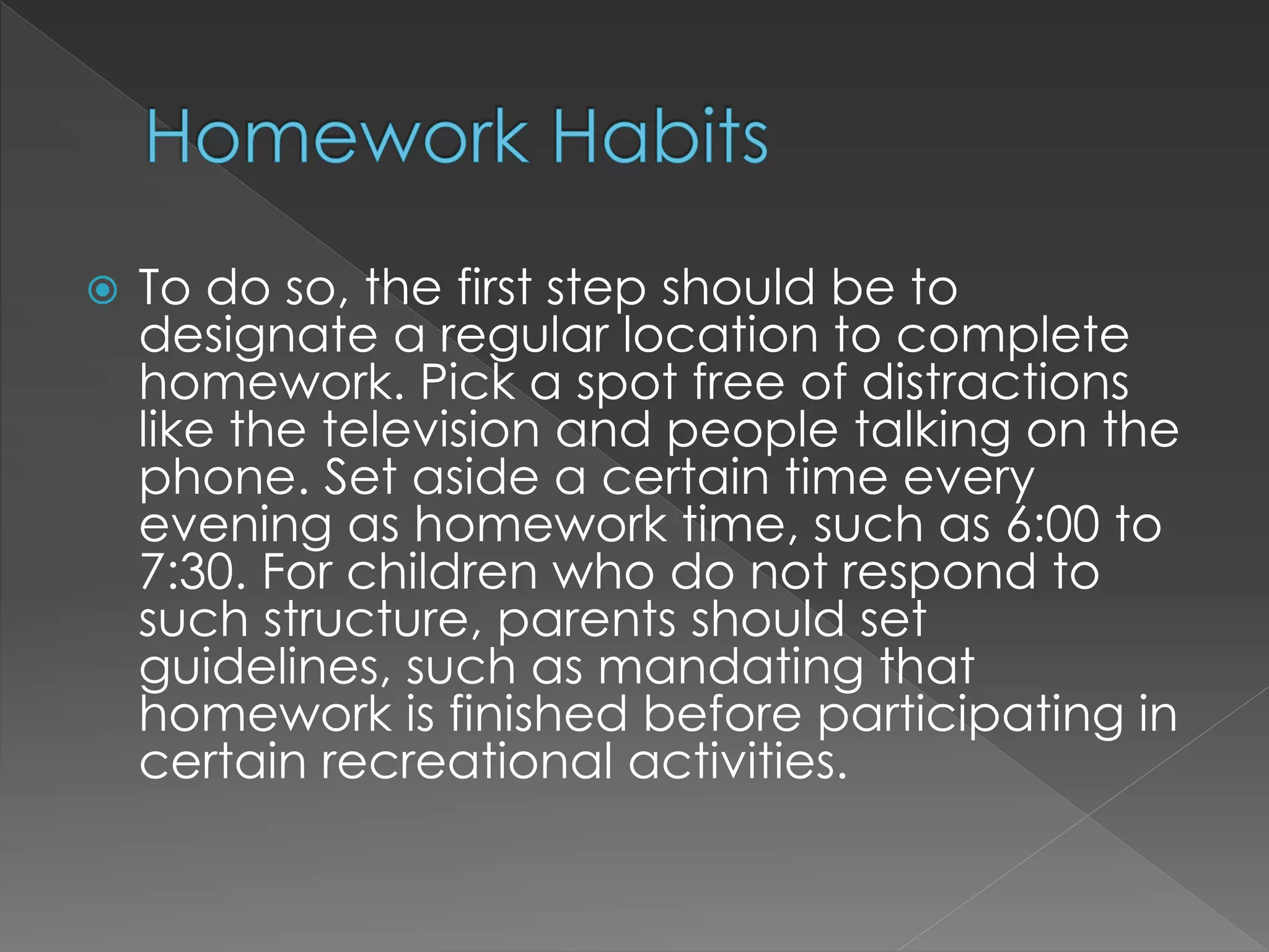 Developing Good Homework Habits | PPT