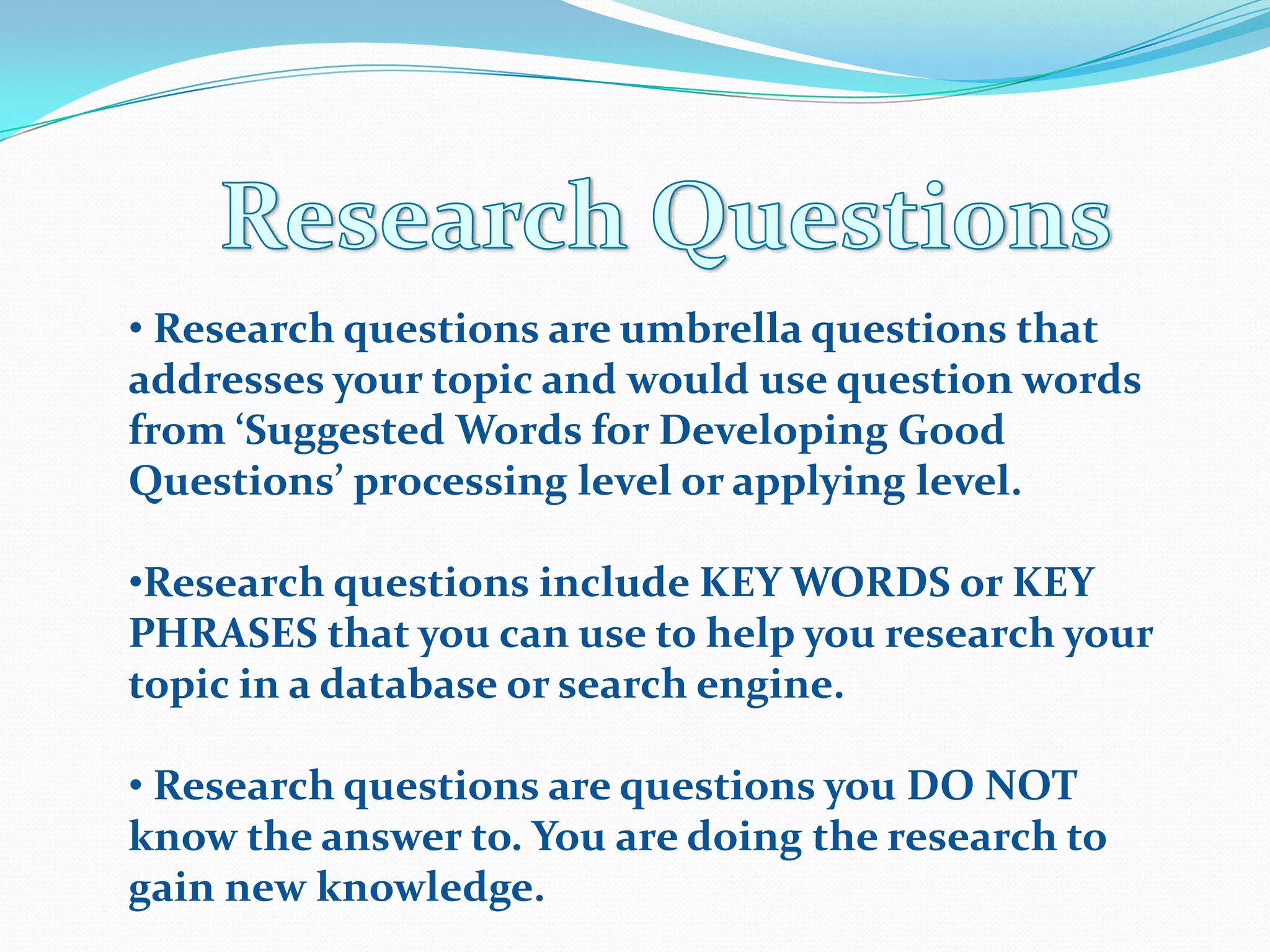 Developing good research questions | PPTX