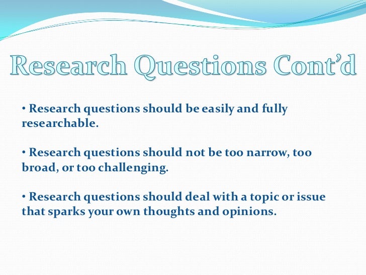 Developing good research questions Developing good research questions