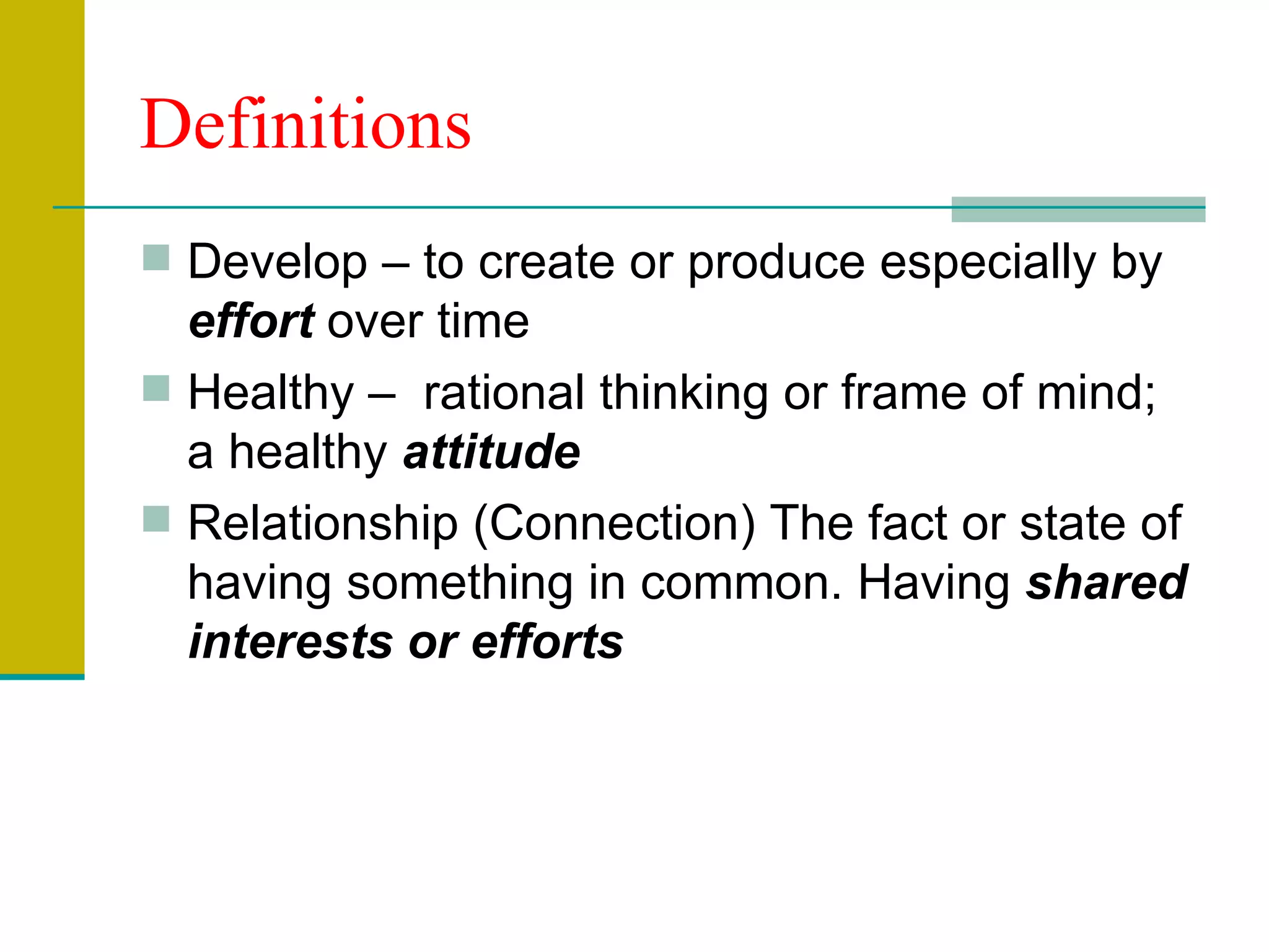 Developing Healthy Relationships | PPT