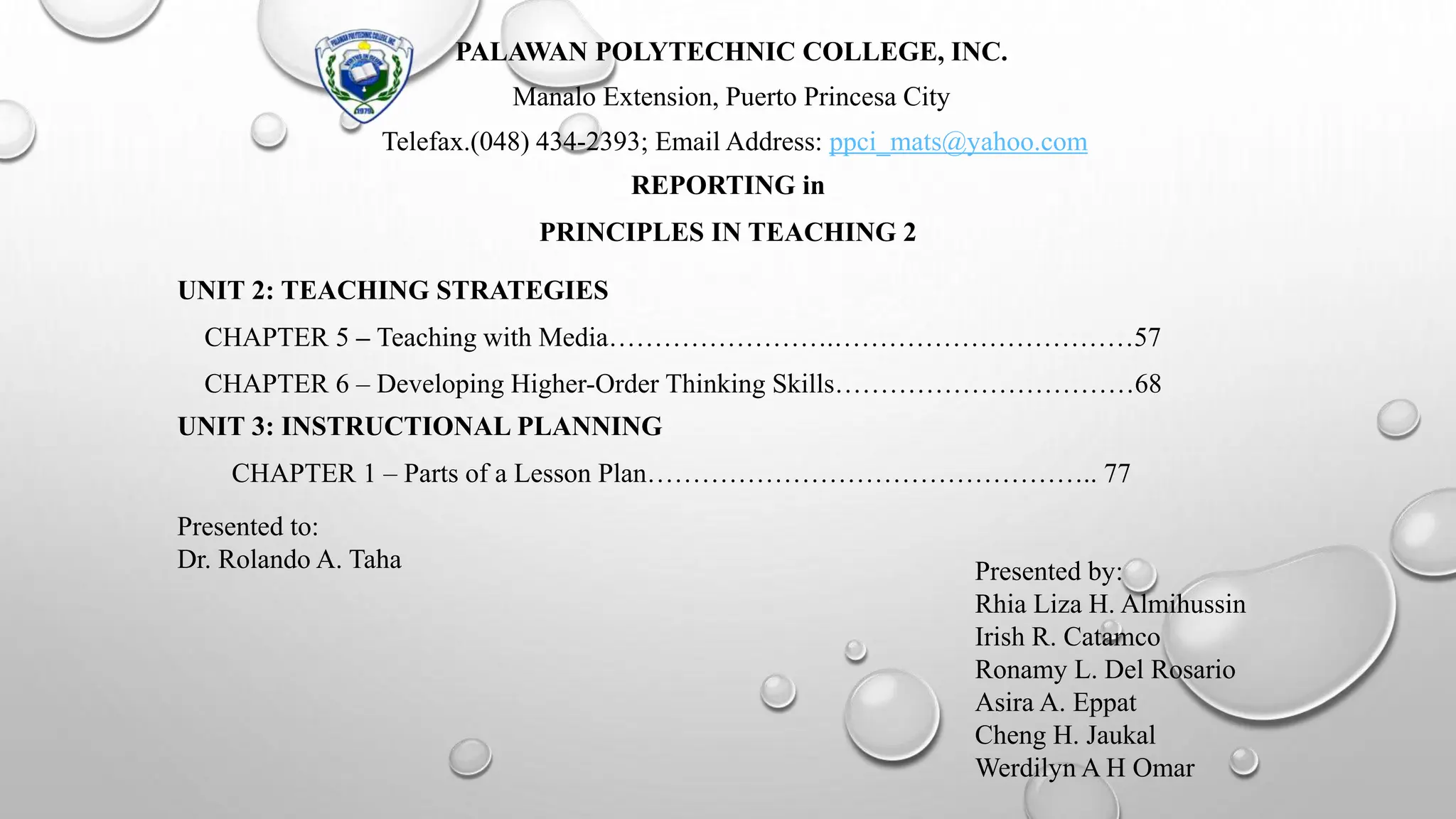 Higher Order Thinking Question Set